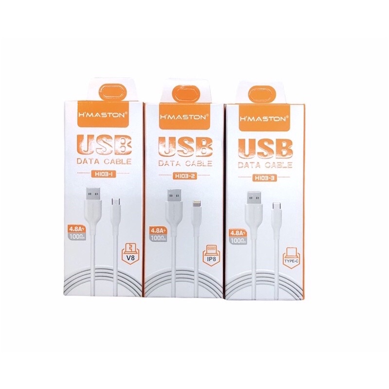 Cabo HMASTON V8/TIPO-C/IPhone Micro Usb Carga Rápida TURBO ORIGINAL ...