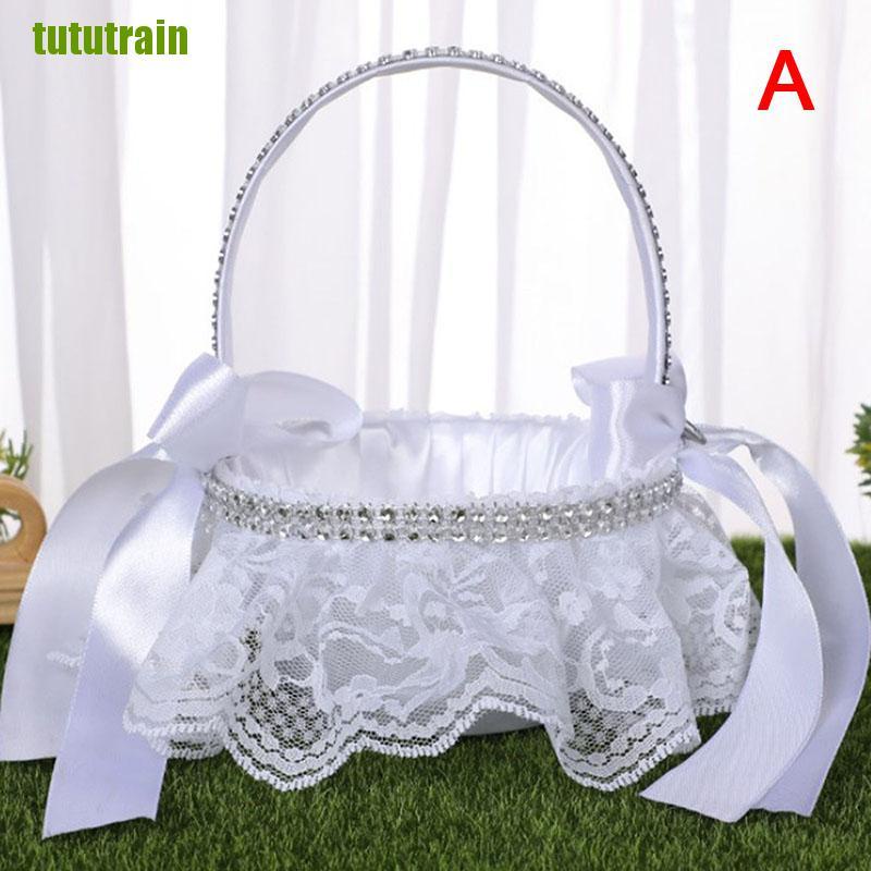 Tututrain 6 Estilos Branco Romântico Bowknot Serapilheira Ceremônia Casamento Festa Rosa Cesta ...