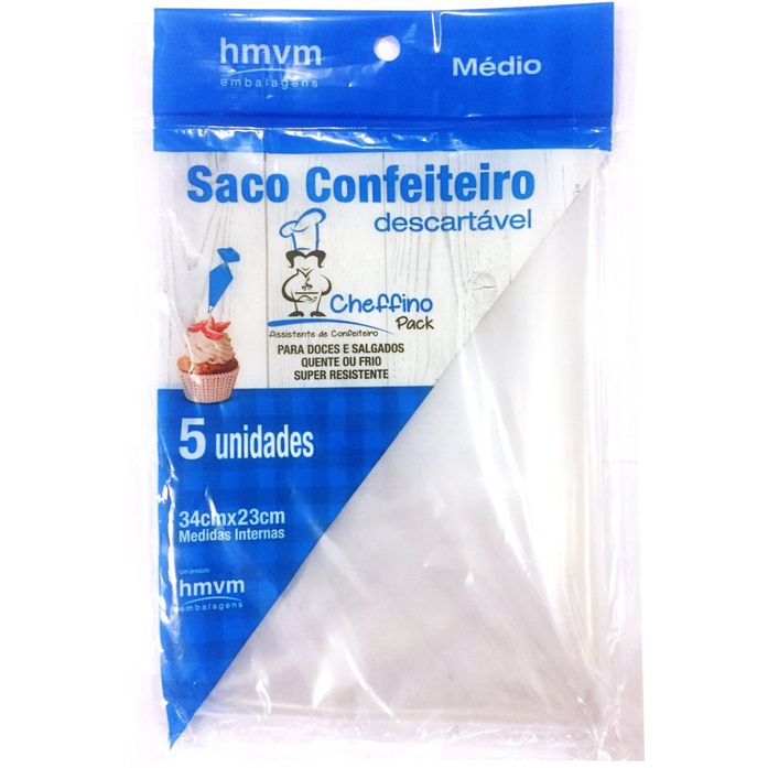 5 SACO DE CONFEITAR MEDIO 34x23 DESCARTÁVEL CONFEITEIRO COBERTURA BOLO ...