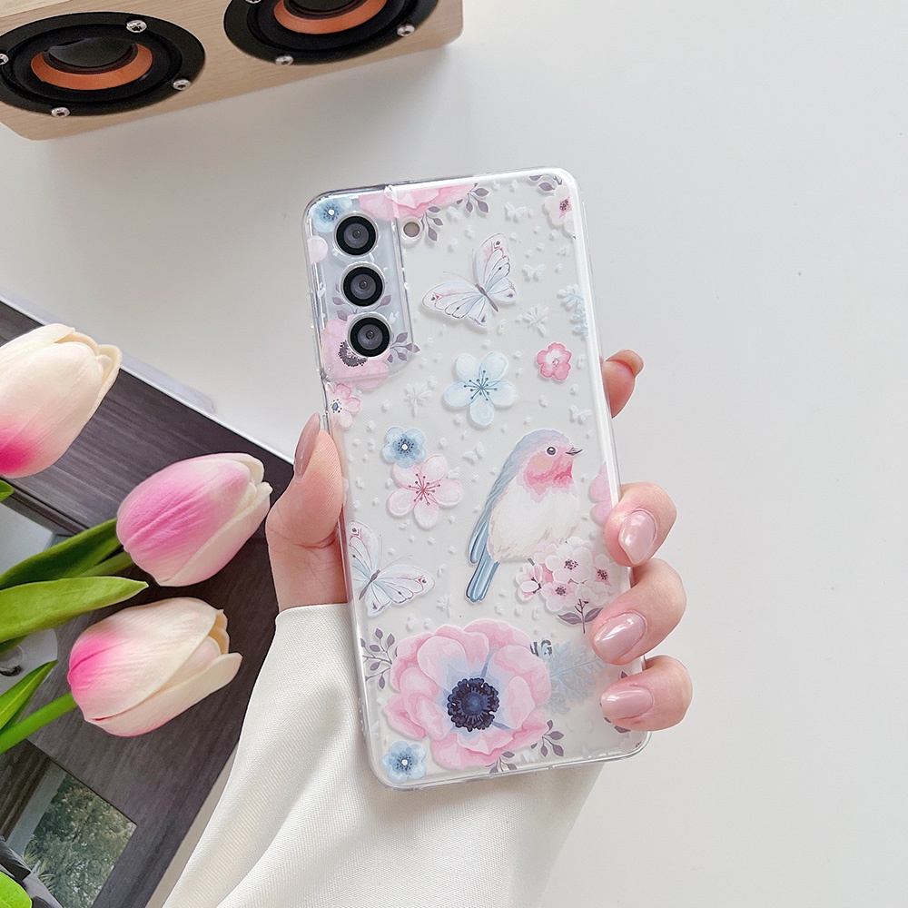 ins Estojo Floral Para Samsung Galaxy A05 A05s A15 A25 S23 FE Tampa Transparente A55 A22 A32 A13 ...