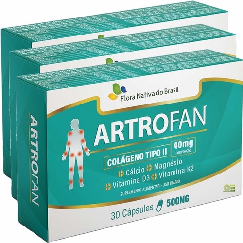 Artrofan Colágeno Tipo II 500mg Artrite Artrose 3 Caixas com 30 ...