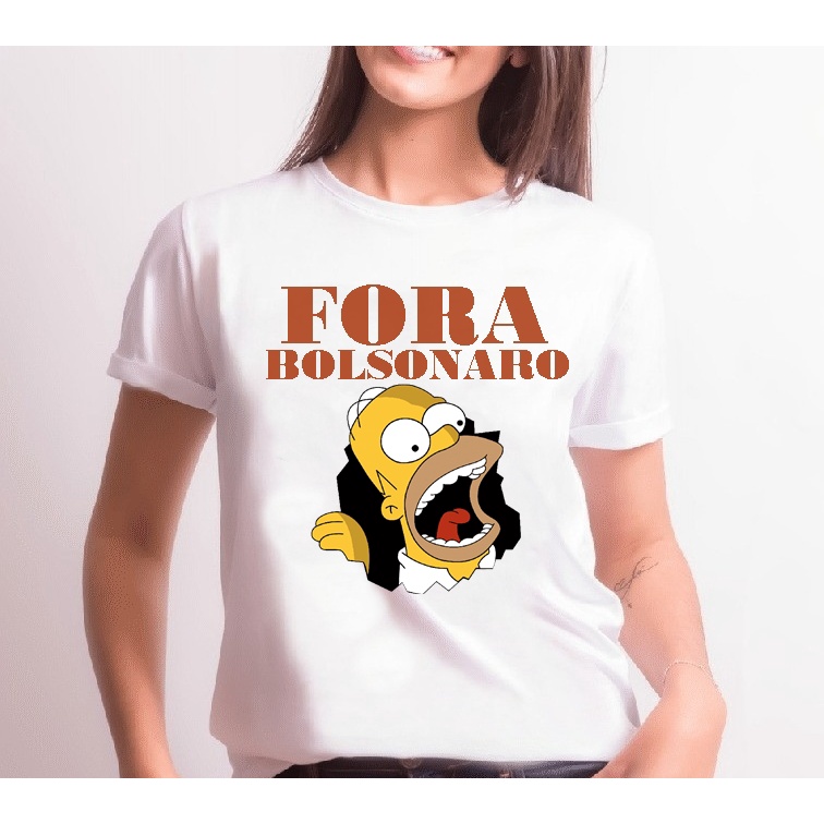 CAMISETA FORA BOLSONARO Homer Simpson | Shopee Brasil