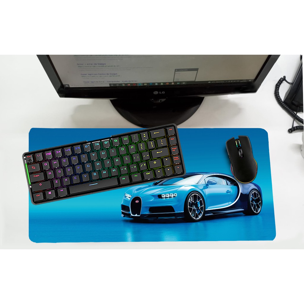 Mouse Pad Gamer Desk Pad Grande 30x70cm - Linha Carros Bugatti | Shopee ...