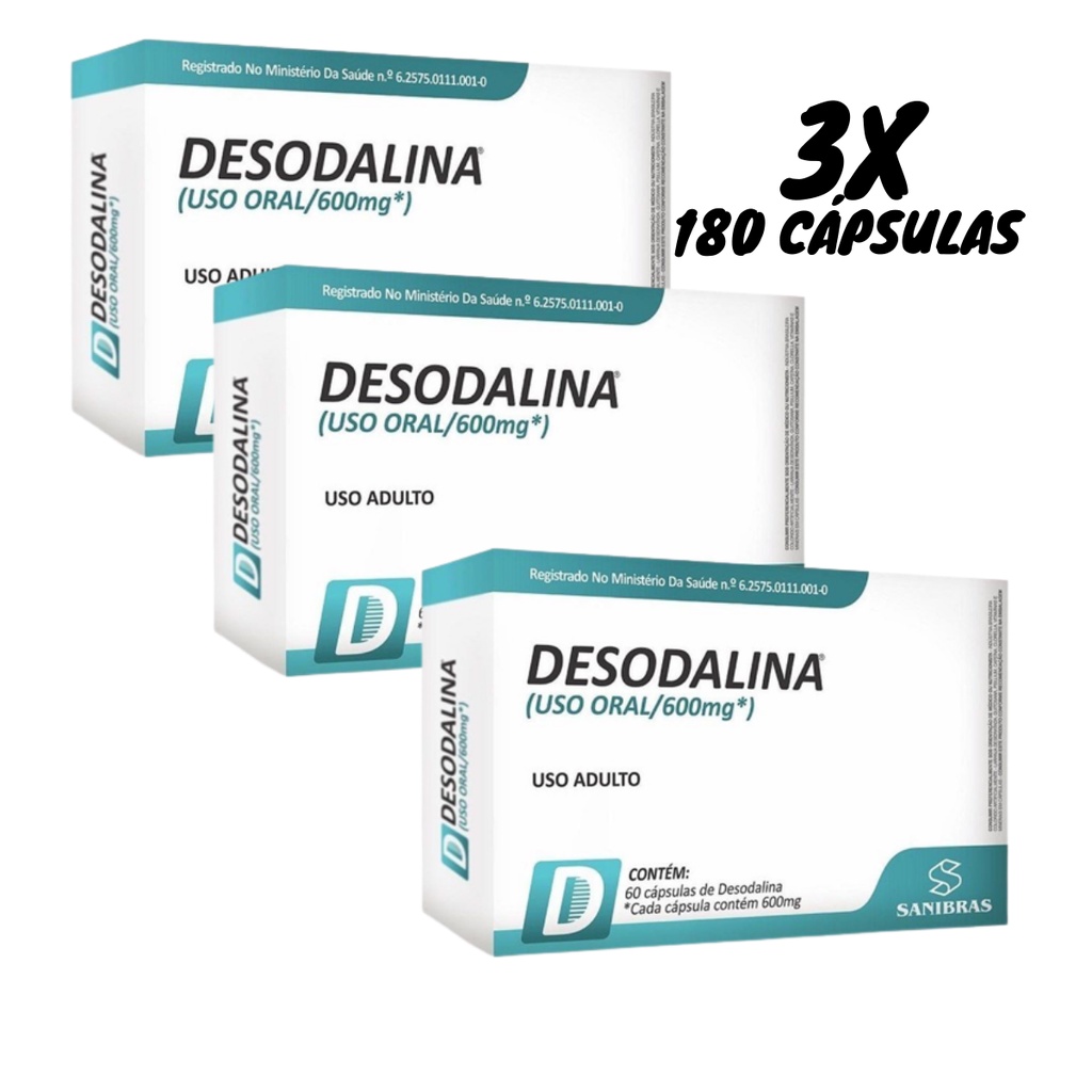 KIT 3 Desodalina 600mg para emagrecer Original 60 caps | Shopee Brasil