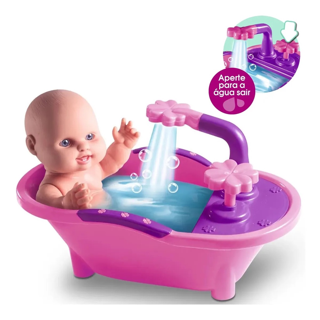 Boneca Bebê Milkinhas Petit Banho Com Banheira Que Sai Água | Shopee Brasil