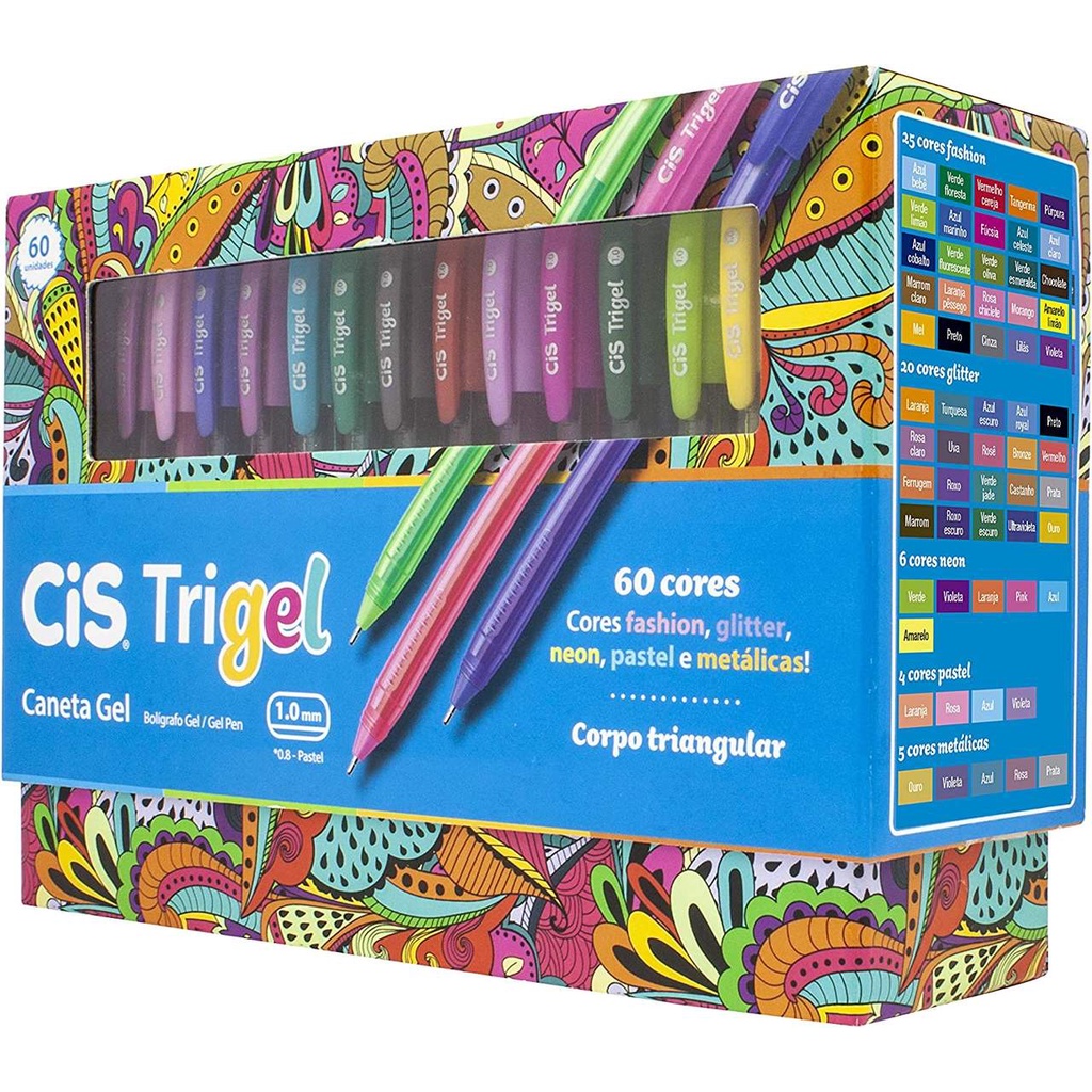 Caneta Gel Trigel 60 Cores Cis | Shopee Brasil