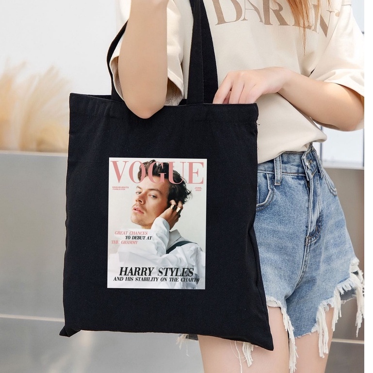 Ecobag com zíper de veludo preta Harry Styles | Shopee Brasil