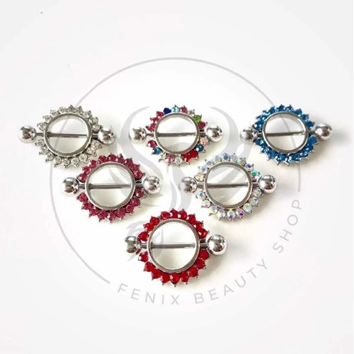 Piercing Mamilo peito Aço Cirúrgico Antialérgico Inoxidável Cravejado ...