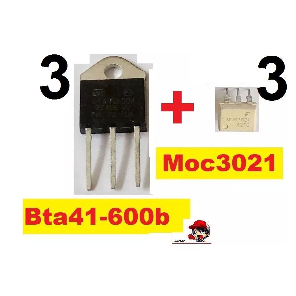 3 Triac Bta41-600b + 3 Moc3021 Pra Montar SSR Rele de estado solido ...