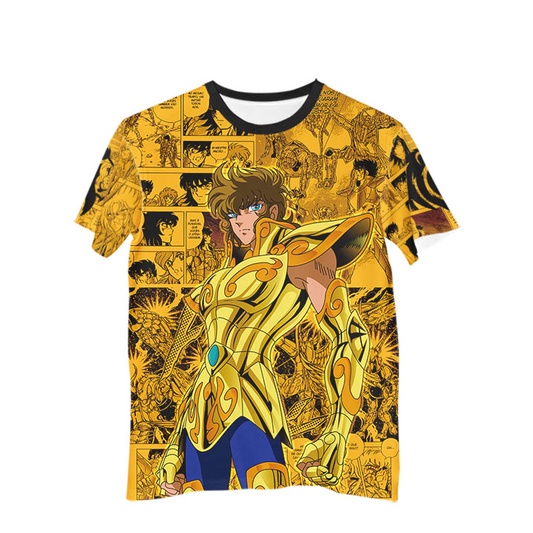 Blusa Camisa CDZ Ouro Aioria de Leão Mangá Dourado G1248 | Shopee Brasil