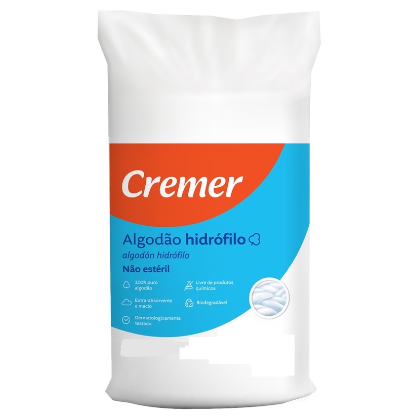 Rolo Algodão Hidrófilo 250g 100% puro Algodão Cremer | Shopee Brasil