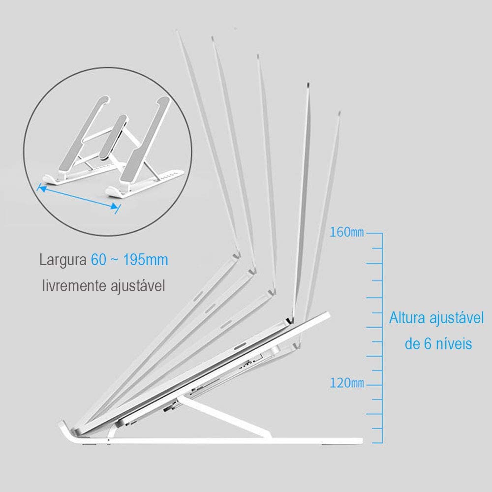 Suporte para Notebook com 6 Níveis de Altura, base de PLASTICO ...