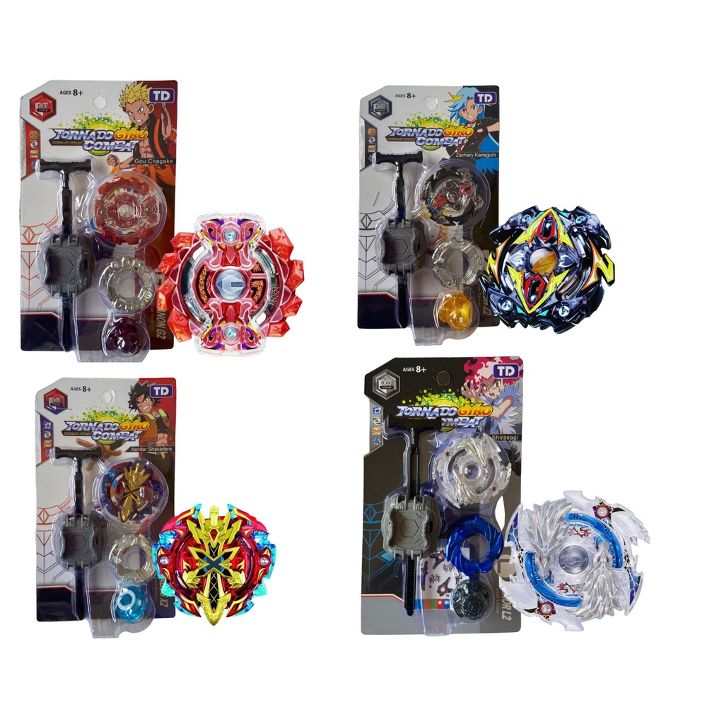 Kit 4 Beyblades Burst Metal + Lançador dupla rotação B48 scalibur, B59 ...