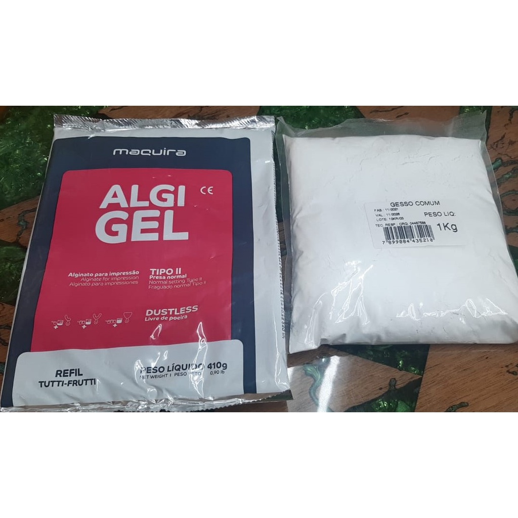 Kit Alginato 410g + 1 kg gesso comum | Shopee Brasil