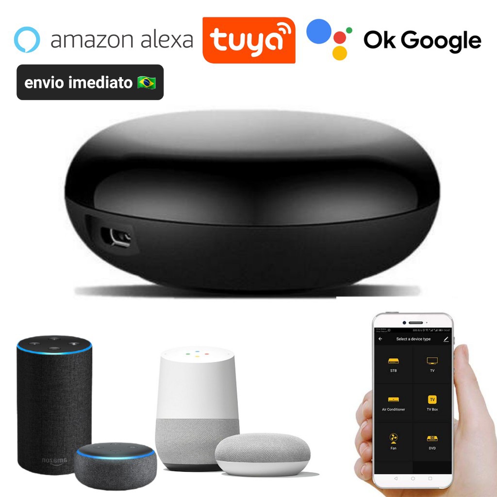 Controle Remoto Inteligente Universal Tuya Wifi Alexa Google Comando de ...