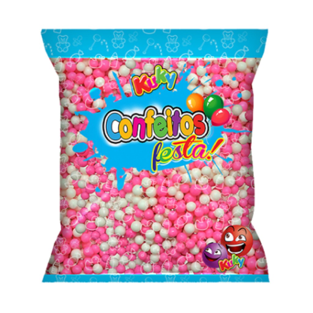 Confeito Bolinhas Festa 500gr Kuky - Coco c/ Framboesa (branco/rosa ...
