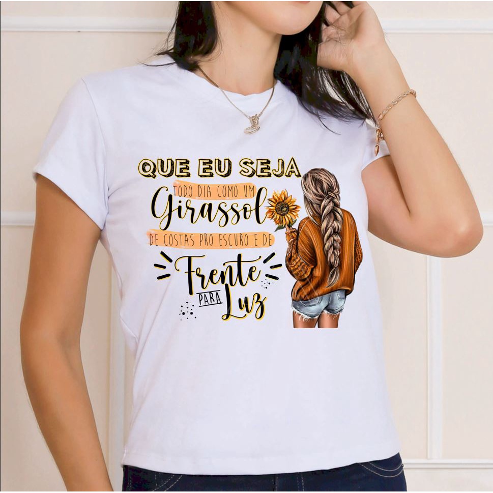 Camisa Girassol (Que eu seja todo dia como girassol) | Shopee Brasil