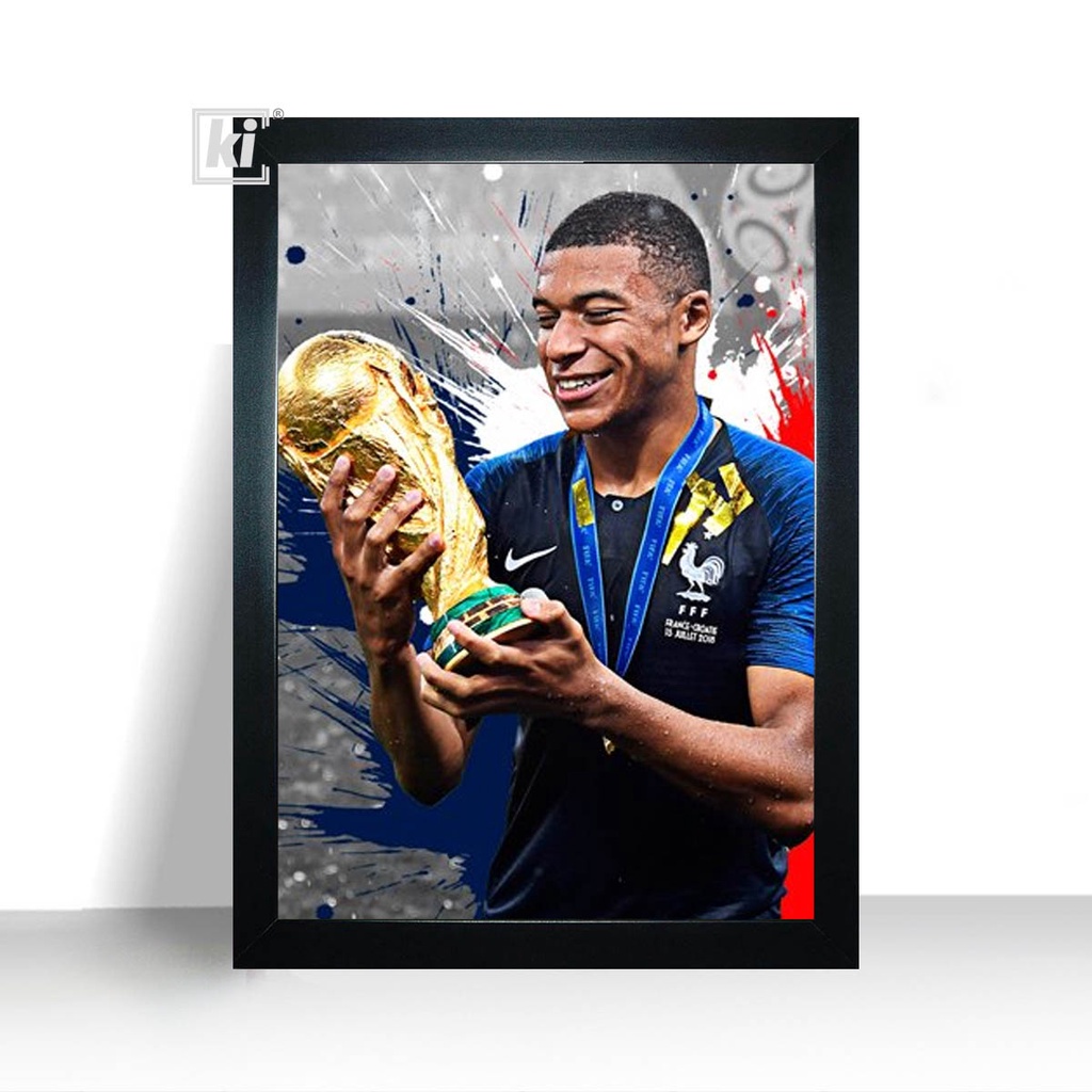 Quadro presente Jogador Mbappe moldura 44cm | Shopee Brasil