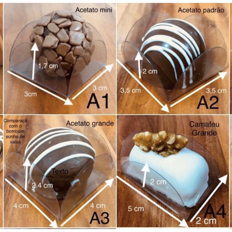 100~300 FORMINHAS PARA DOCES ACETATO TRANSPARENTE - 6 TAMANHOS À ...