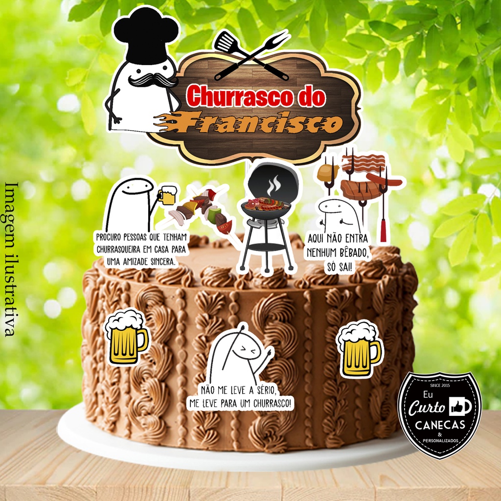 Topo De Bolo Flork Churrasco - Qualquer Tema Vários Modelos | Shopee Brasil