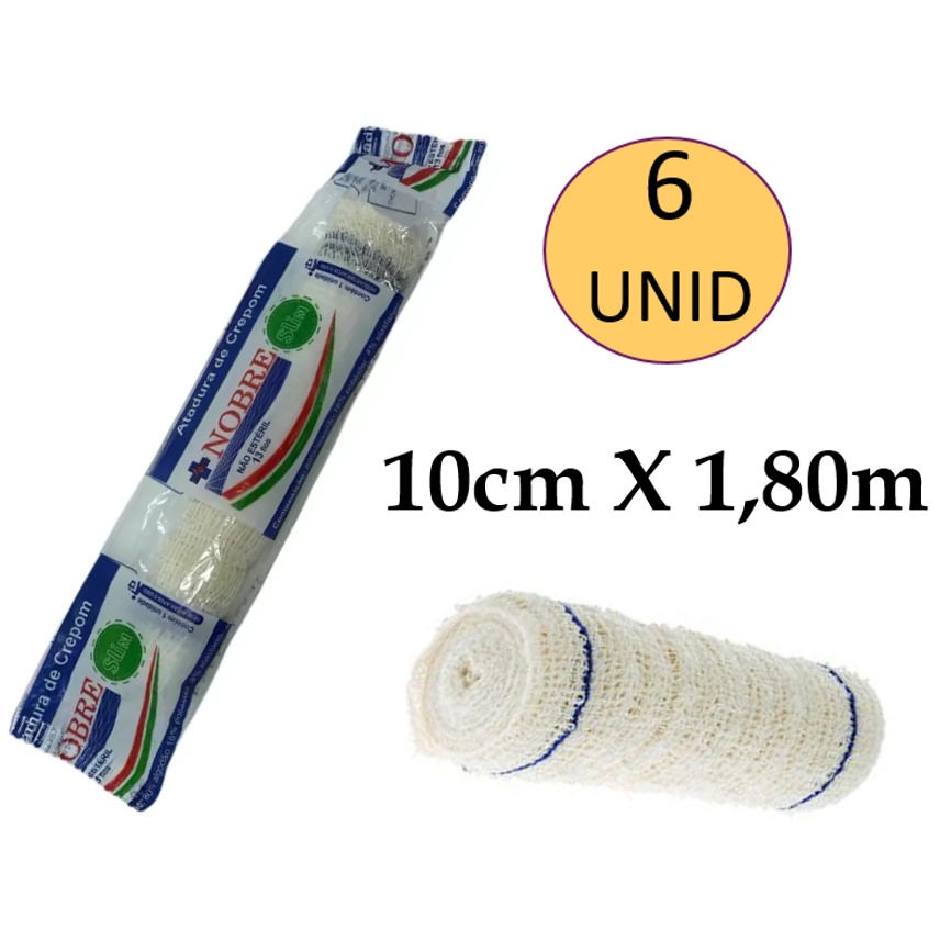 Atadura de crepom 10cm x 1,80m C/ 6 Unidades 13 Fios Slim Nobre | Shopee Brasil