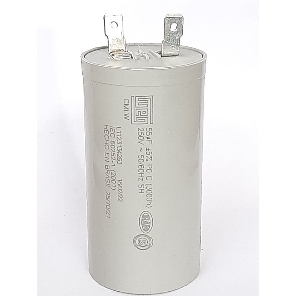 Capacitor Permanente Weg - 55uf - 250v - Terminal 2 Pinos | Shopee Brasil