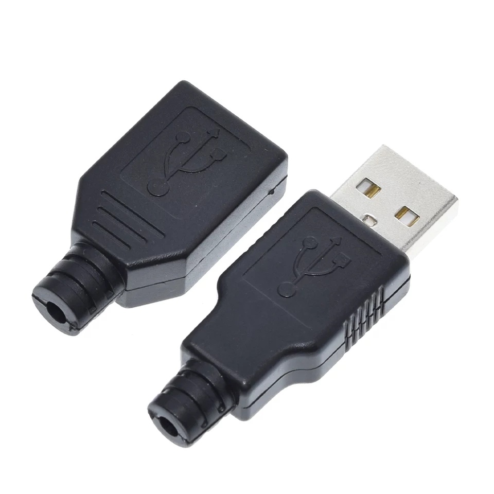 5x Conector Usb Tipo A Macho Com Capa Para Montar - Faz a Boa!