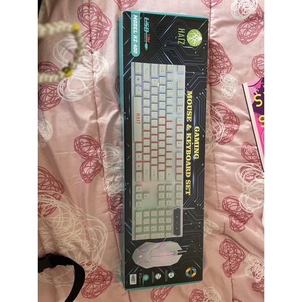 kit gamer teclado e mouse - branco com luz de led - HAIZ | Shopee Brasil