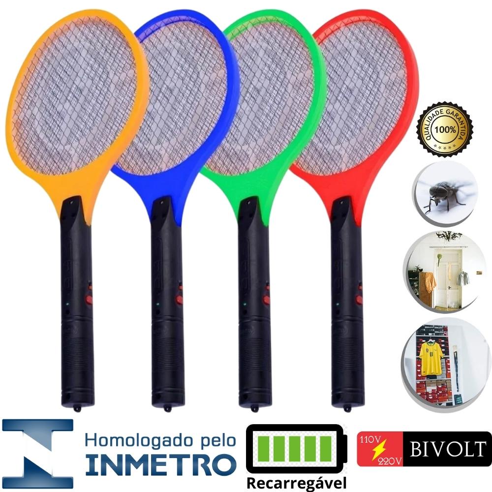 Raquete Elétrica Mata Insetos Recarregável Mosca Mosquito Pernilongos ...