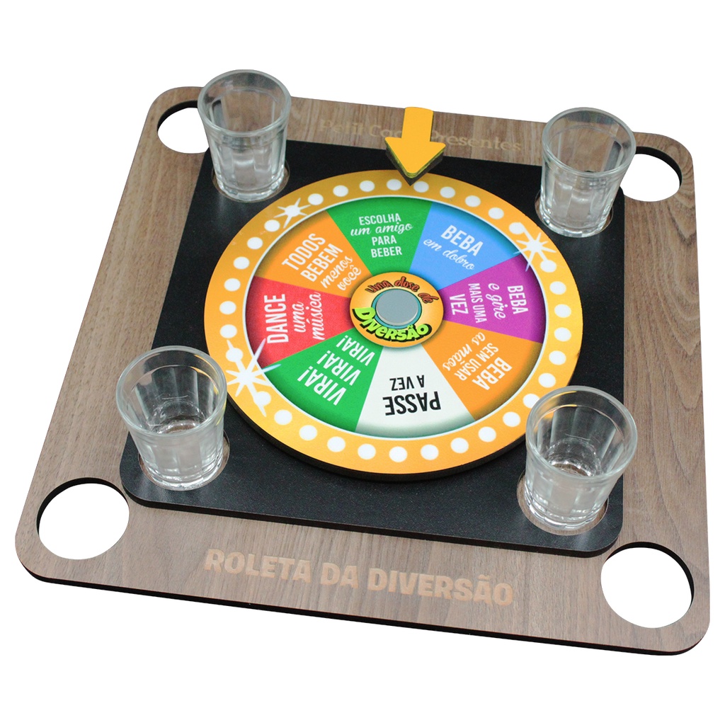 Kit Jogo Roleta shot com 4 copos bebidas drink - Diversão | Shopee Brasil