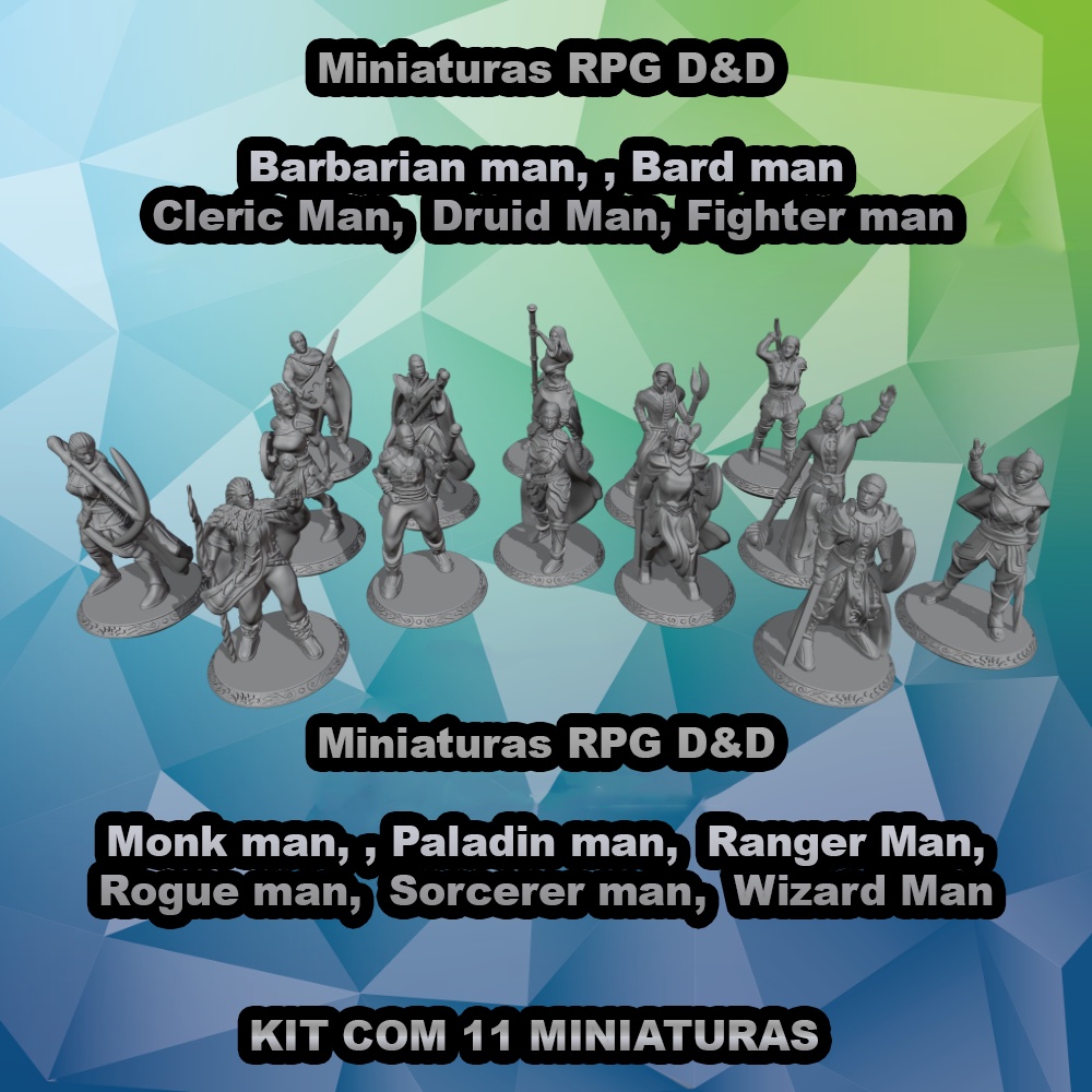 Kit 11 miniaturas de RPG D&D dungeons and dragons guerreiro mago bardo barbaro e varios RESINA ...