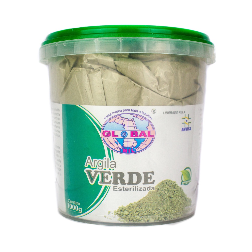 Argila Verde 1kg Esterilizada - Global Mil (com registro na ANVISA) | Shopee Brasil