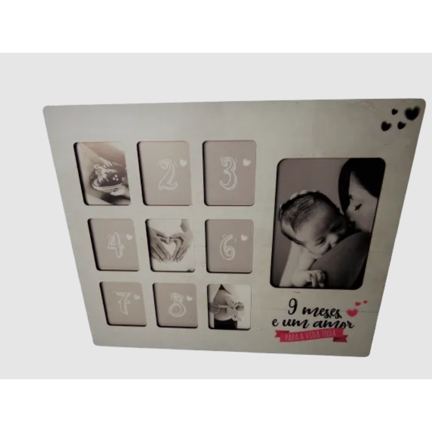 Quadro Decorativo 9 Meses do Bebê/Grávida Em Mdf 41x35 - Ideal para ...