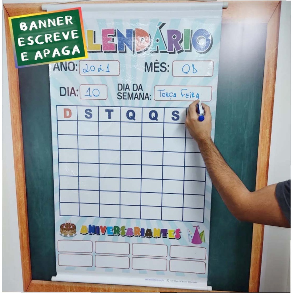 Banner pedagógico Calendário escreve e apaga editável Novo Modelo ...