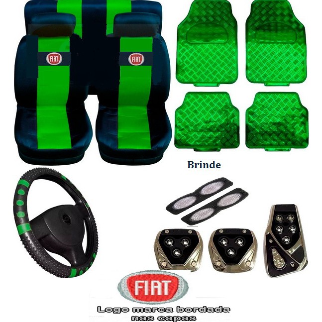 Kit Verde Capa Banco+volante+pedaleira+tapete P/ Palio 96/15 | Shopee ...