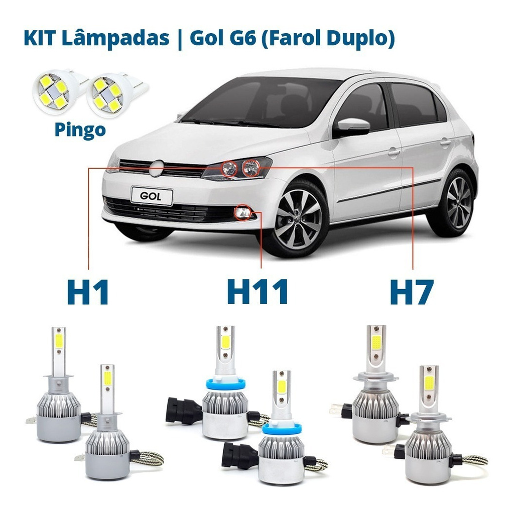 Gol G6 Foco Duplo 2013 Kit Lâmpadas Super Led 6000k 7200 Lms | Shopee ...