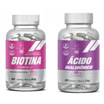 Combo Cuidados c/ o Cabelo Health Labs - Ácido Hialurônico 50mg 30 Caps ...