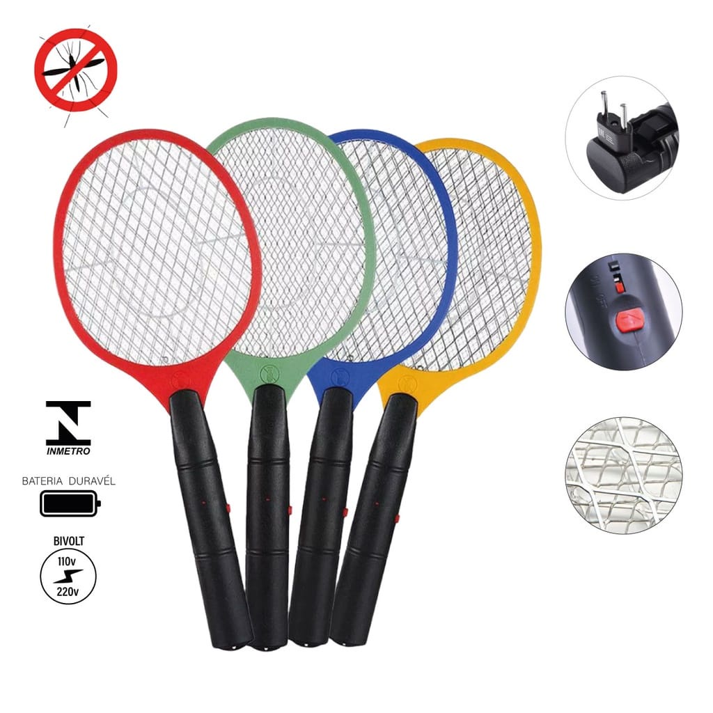 Raquete Elétrica Mata Insetos Recarregável Mosca Pernilongos | Shopee ...