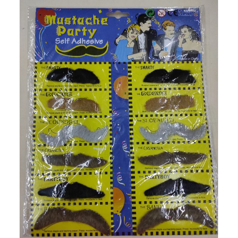 12 Bigode Falso Artificiais Em Pelúcia Auto Adesivas | Shopee Brasil