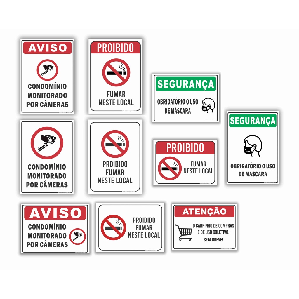 Placa De Aviso Sinalização Condomínio Comércio PVC 2 mm 18 x 25 cm ...