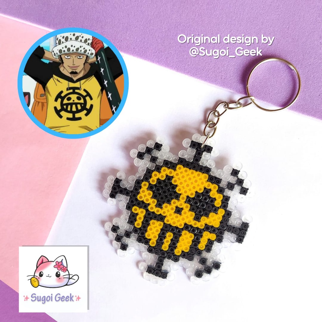 Chaveiro Simbolo Trafalgar Law Anime One Piece Hama Perler Beads ...