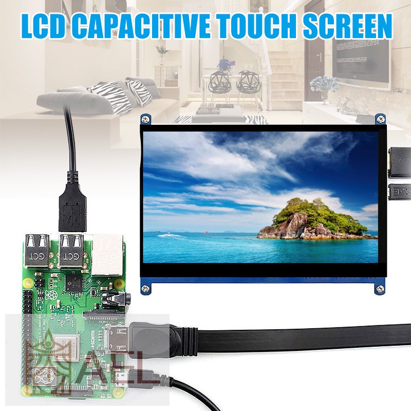 7 Polegada Tela Sensível Ao Toque 1024x600 Resolução Display LCD HDMI ...