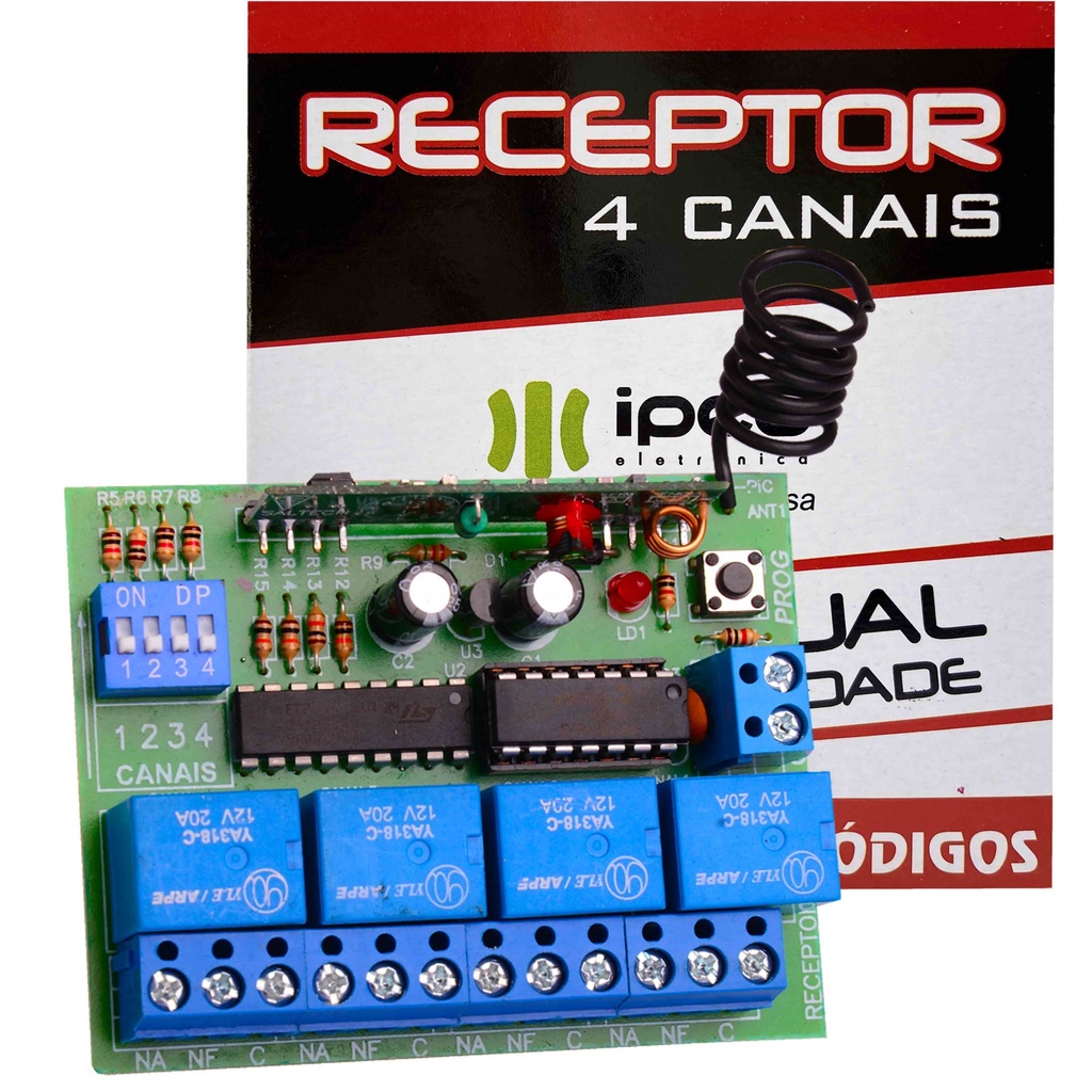 Receptor De 4 Canais 433 Code Learn Multicódigos | Shopee Brasil
