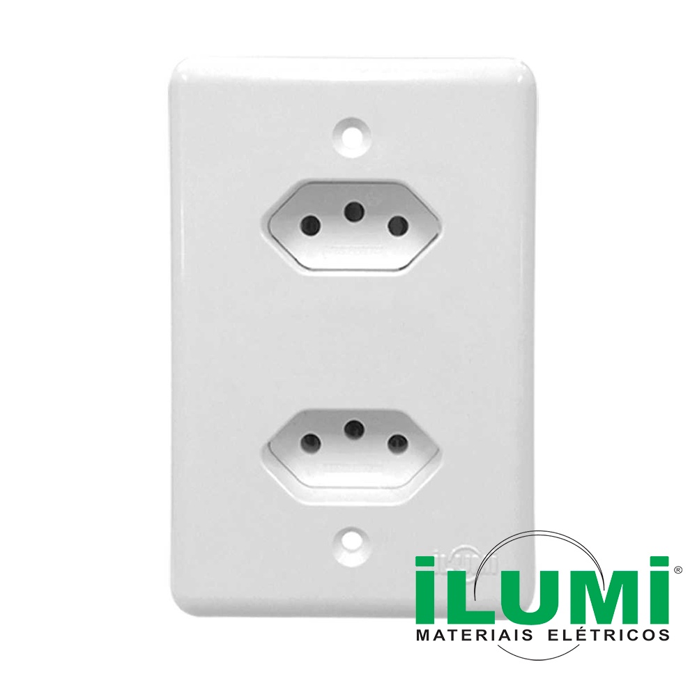 Tomada Dupla Ilumi 10A Monobloco Branca Stylus | Shopee Brasil