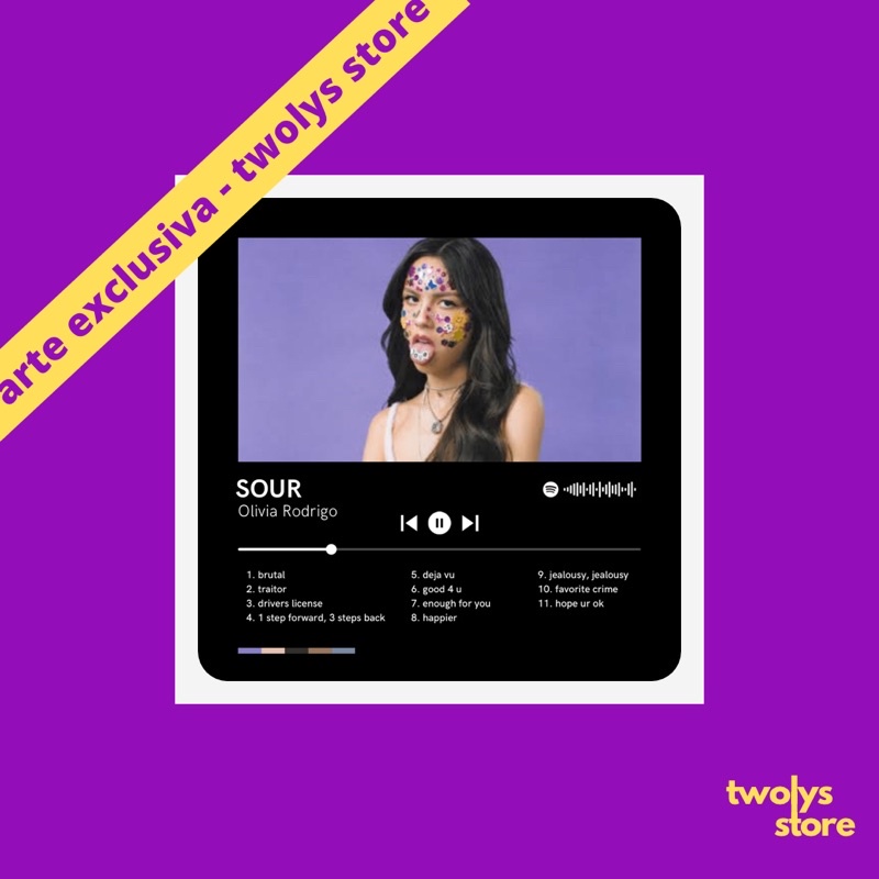 Quadro “Sour” - Olivia Rodrigo - Spotify Músicas | Shopee Brasil