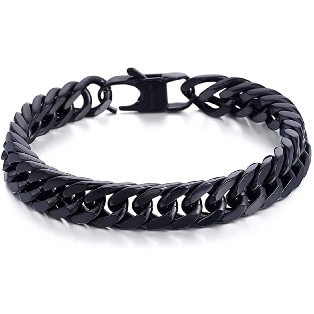Pulseira Preta Masculina Corrente Bracelete Aço Inox Barata | Shopee Brasil