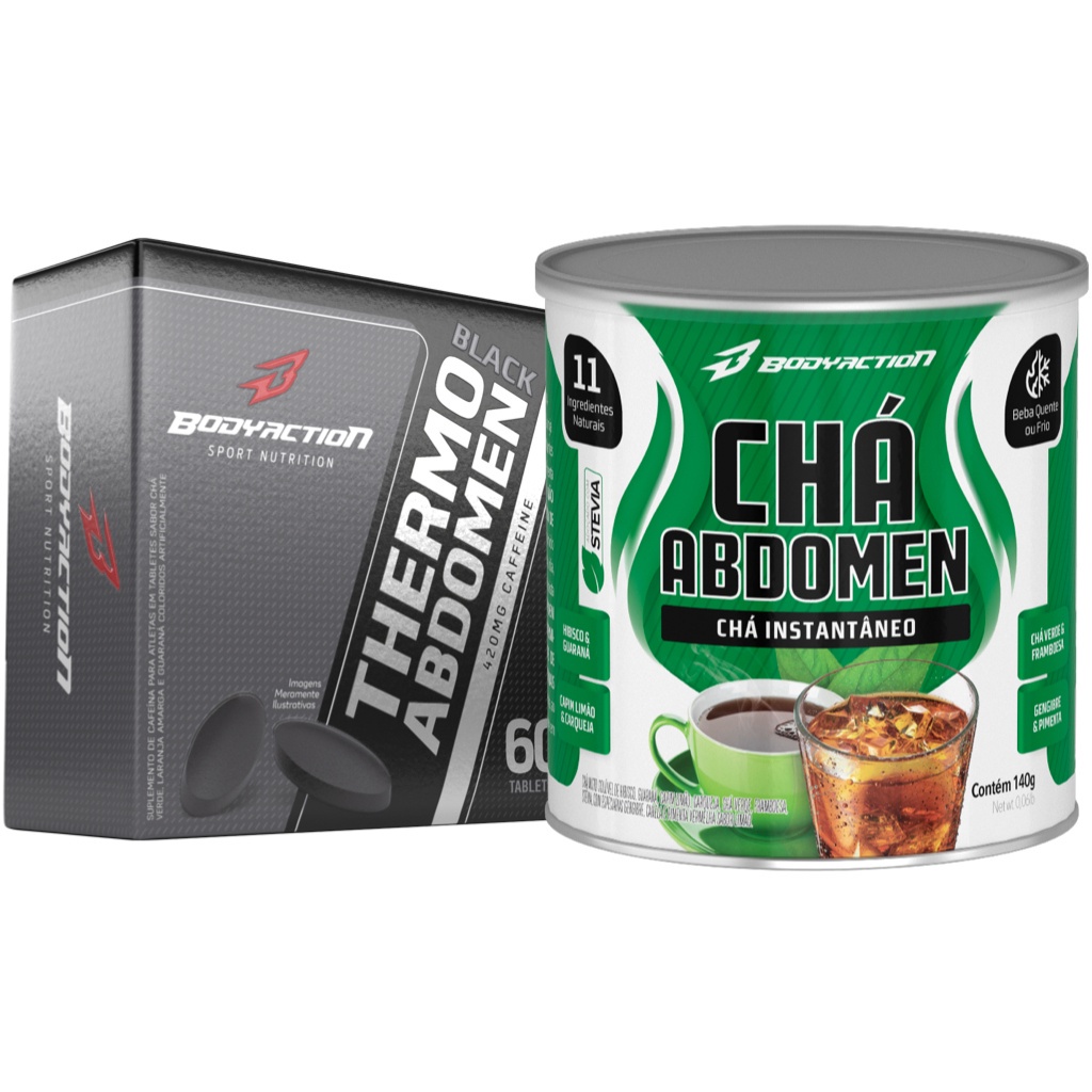 Chá Abdomen Solúvel Instantâneo + Thermo Abdomen Black 60 Comp ...