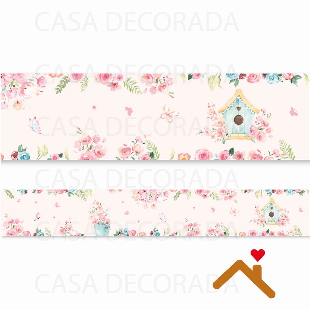 1 Faixa Adesiva de Parede Jardim Encantado Tons Pastéis (claros ...