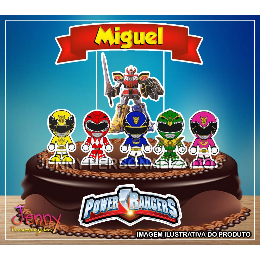 Topo Topper de Bolo Personalizado Power Rangers | Shopee Brasil