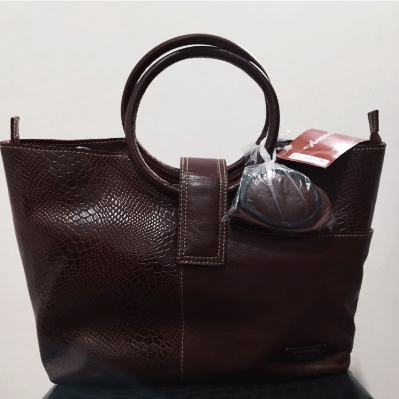 Bolsa de couro Anandra modelo Leila | Shopee Brasil